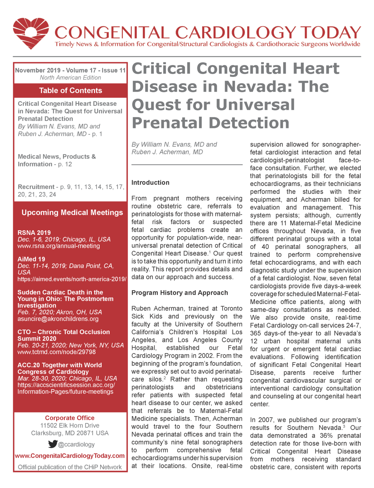 Congenital Cardiology Today Article – Children's Heart Center Nevada